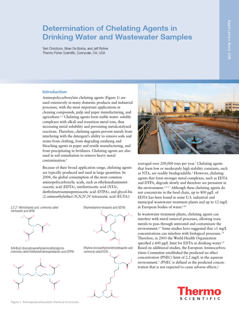 An 268 IC Chelating Agents Wastewater Drinking Water AN71363 en | PDF | Chelation ...