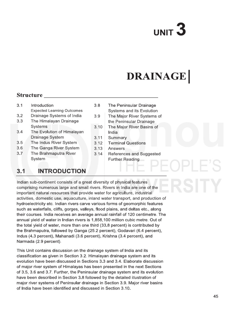 Drainage India IGNOU | PDF
