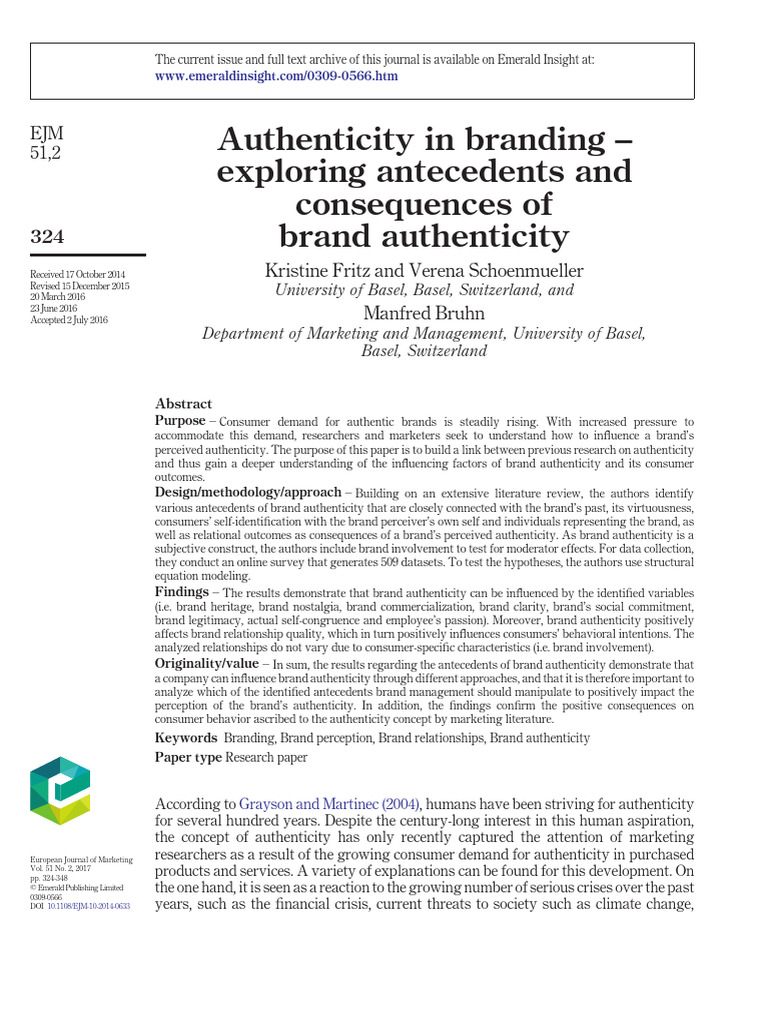 Brand Authenticity: Influences and Effects | PDF | Brand | Behavior