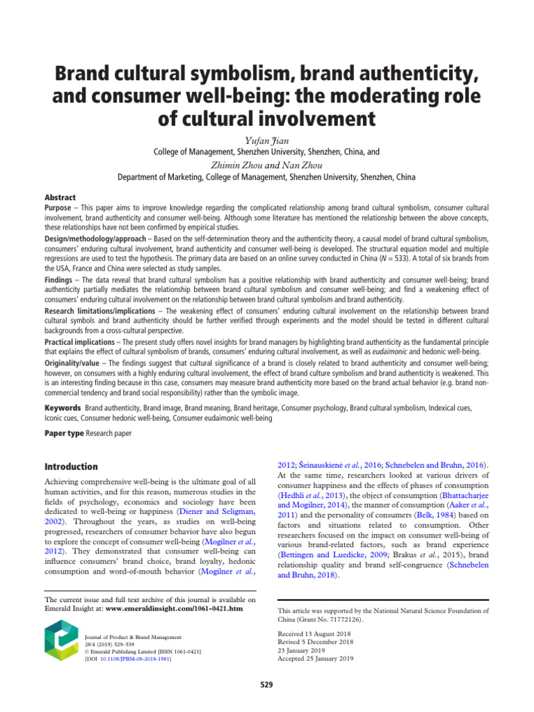 Brand Cultural Symbolism and Authenticity | PDF | Well Being | Brand