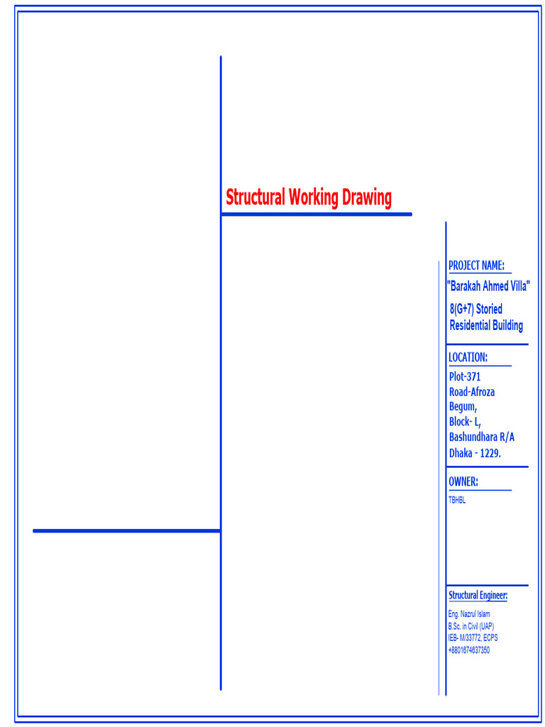 Structural Working Drawing: "Barakah Ahmed Villa" 8 (G+7) Storied ...