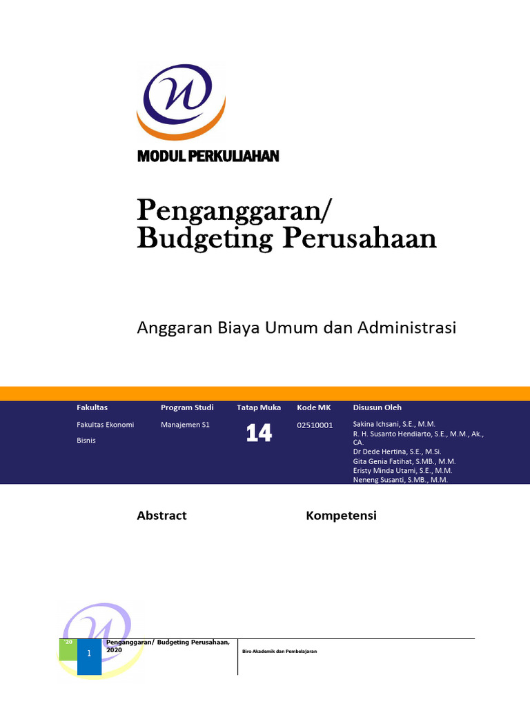 Modul Pertemuan 14 Anggaran Adm Dan Umum | PDF