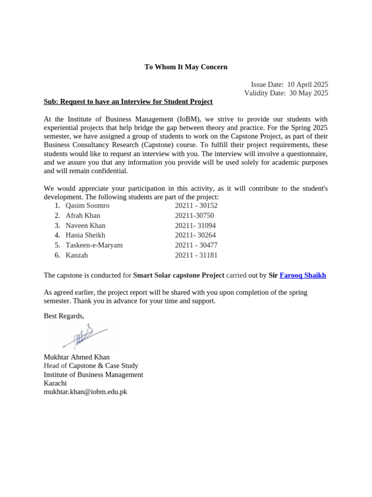 Capstone - Letter To Client | PDF