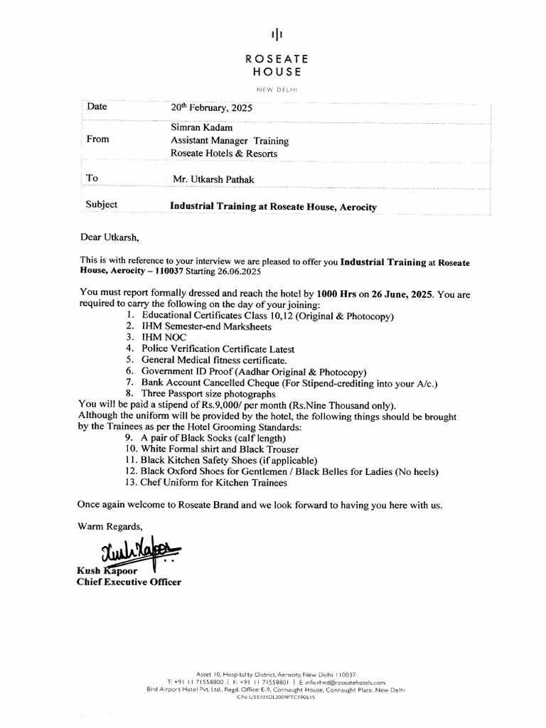 Utkarsh Pathak Offer Letter | PDF