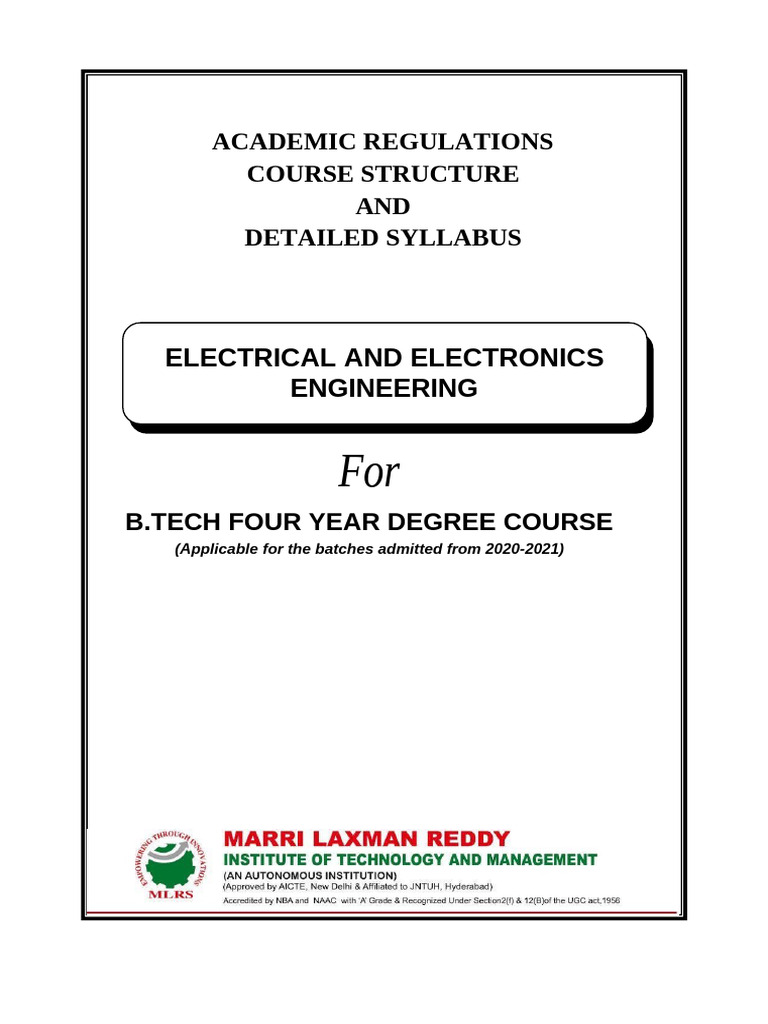 R 20 EEE Book | PDF | Course Credit | University And College Admission