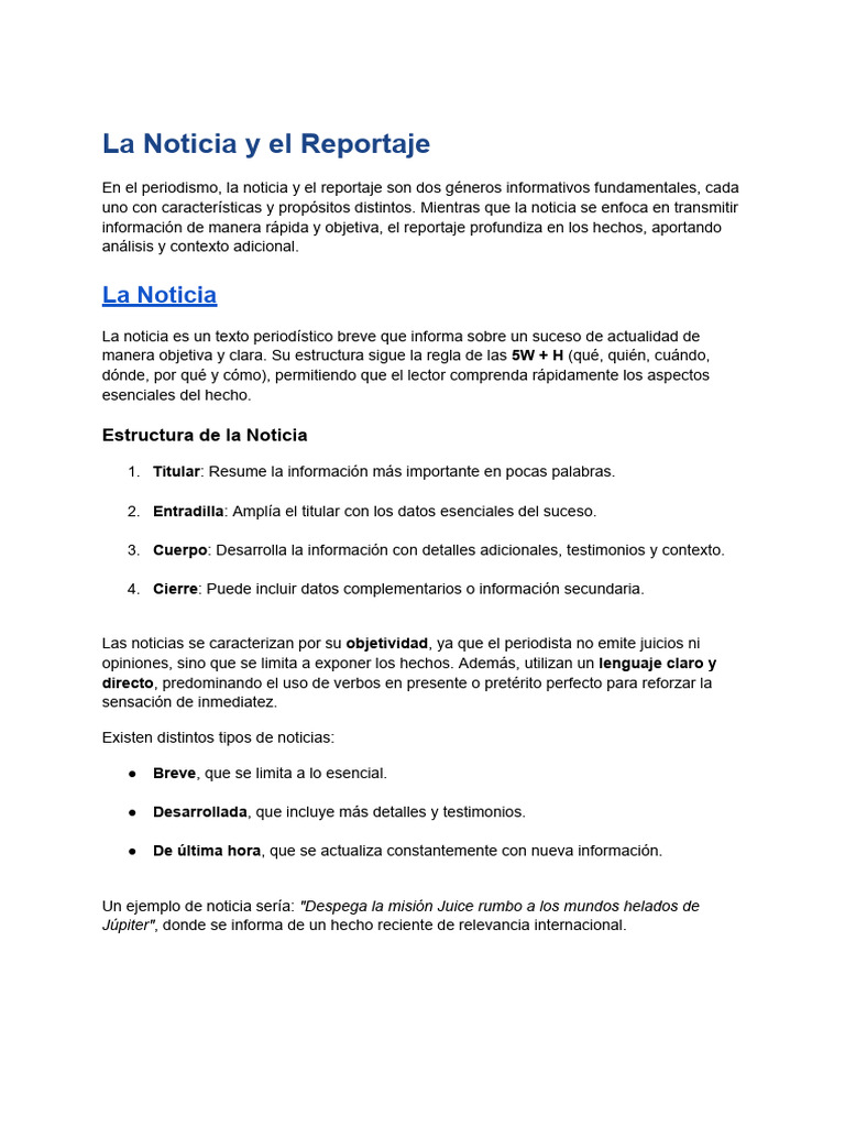 La Noticia y El Reportaje | PDF | Testimonio | Comunicación humana