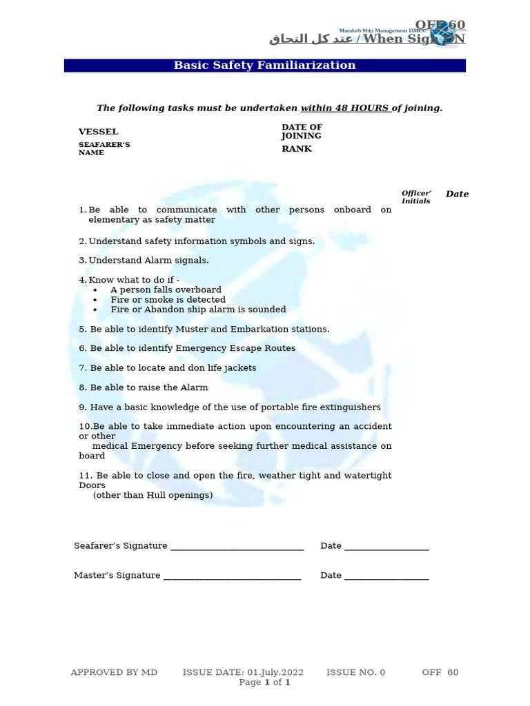 OFF 60 - Basic Safety Familiarization | PDF