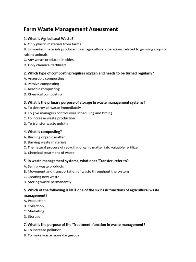 Waste Management Quiz | PDF