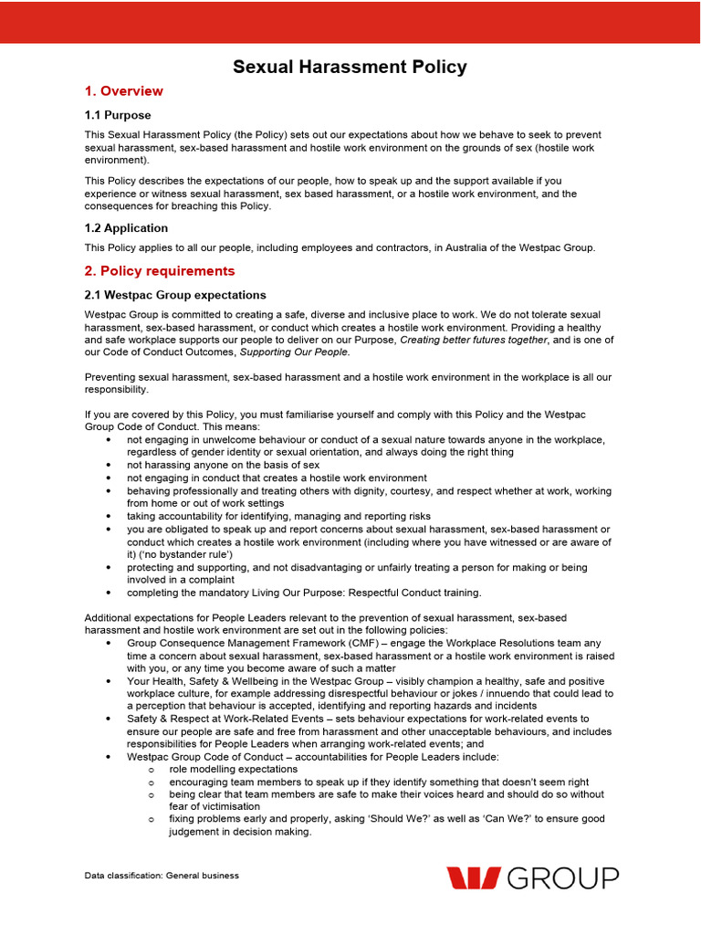 Sexual Harassment Policy | PDF | Sexual Harassment | Harassment