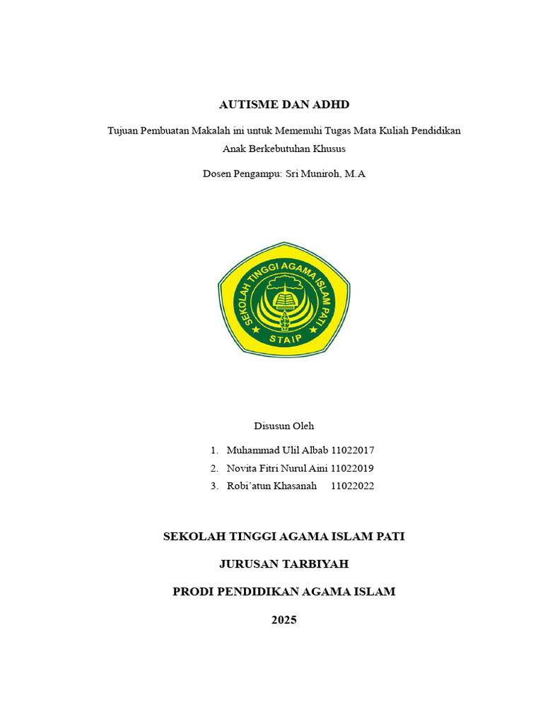 Autisme dan ADHD: Panduan Pendidikan Khusus | PDF