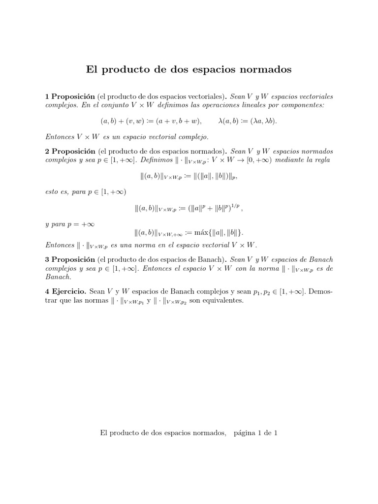 Product of Two Normed Spaces Es | PDF