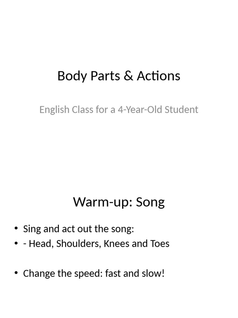 Body Parts and Actions Lesson | PDF