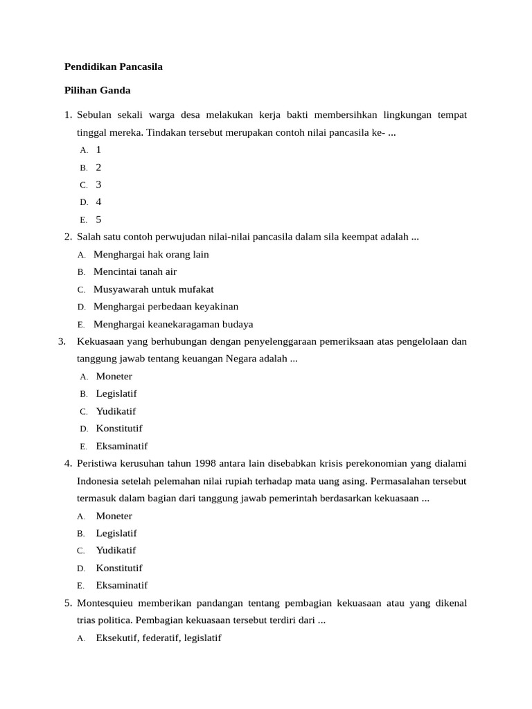 Pendidikan Pancasila_Latihan Sumatif | PDF