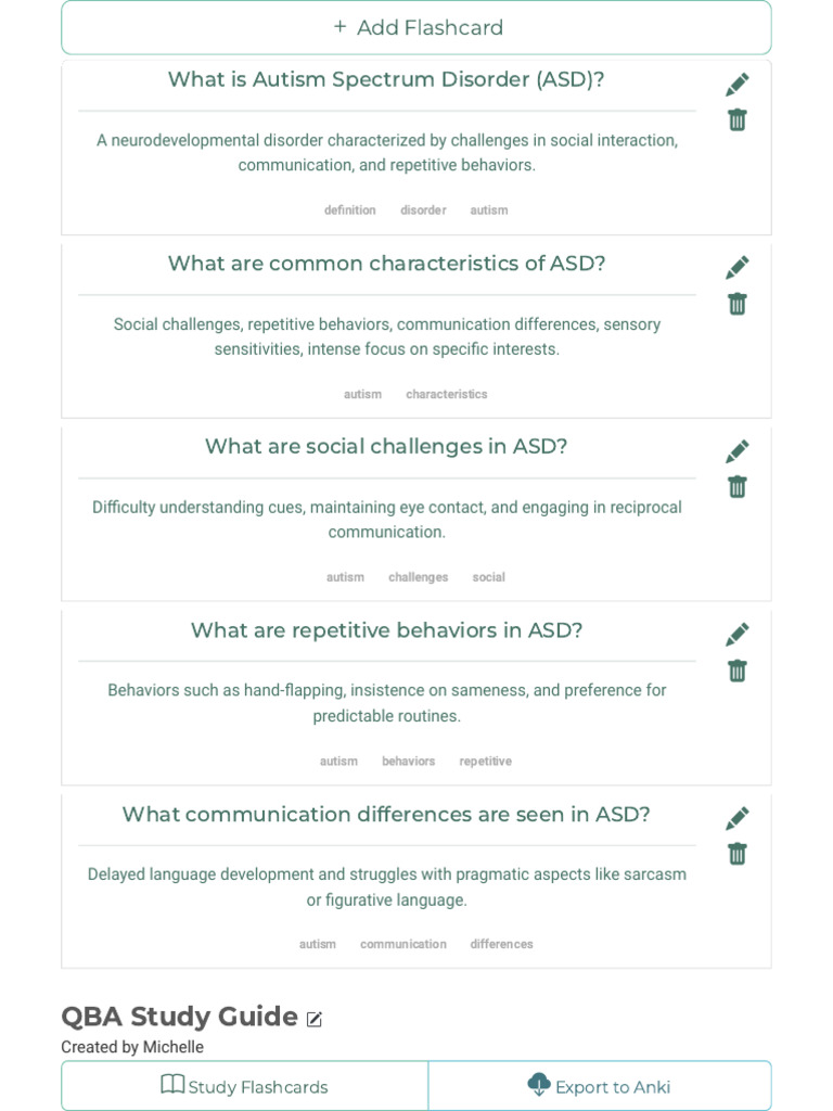 QBA Flash Cards-Aba-Practice | PDF | Autism | Attention Deficit ...