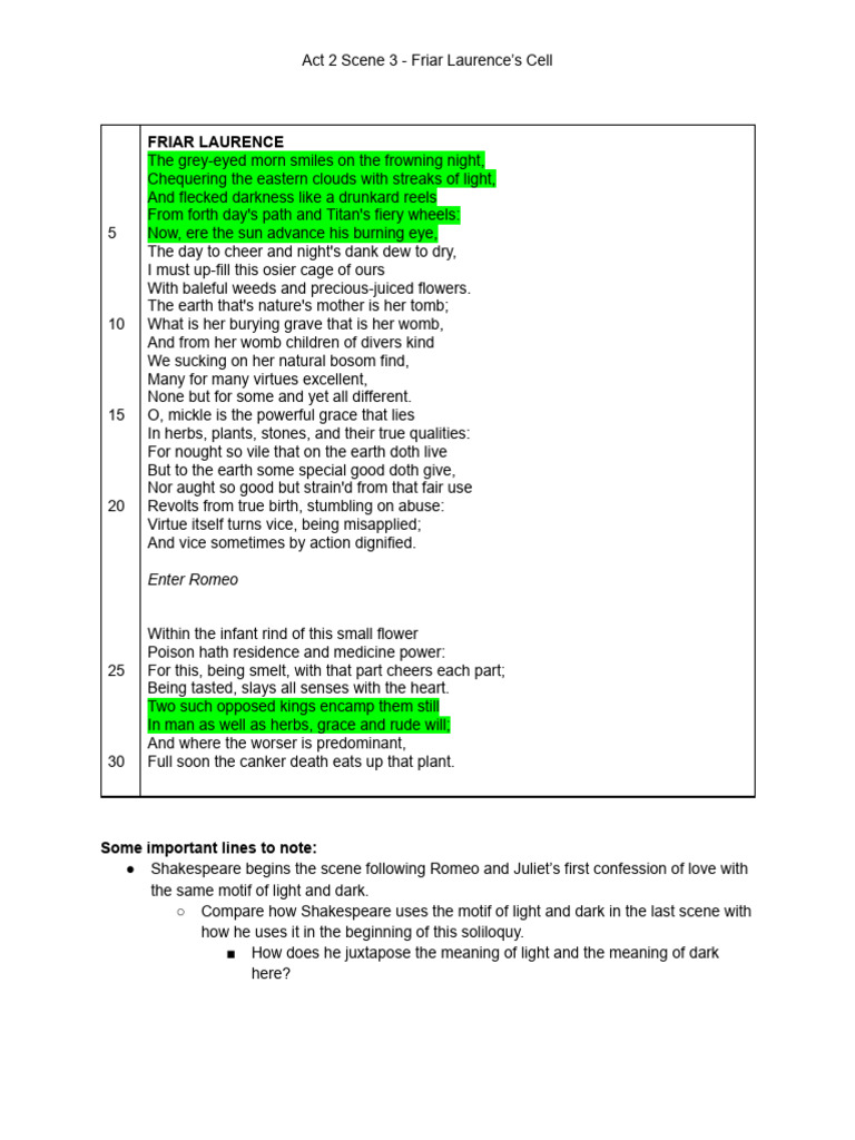 Close Reading - Act 2 Scene 3 | PDF