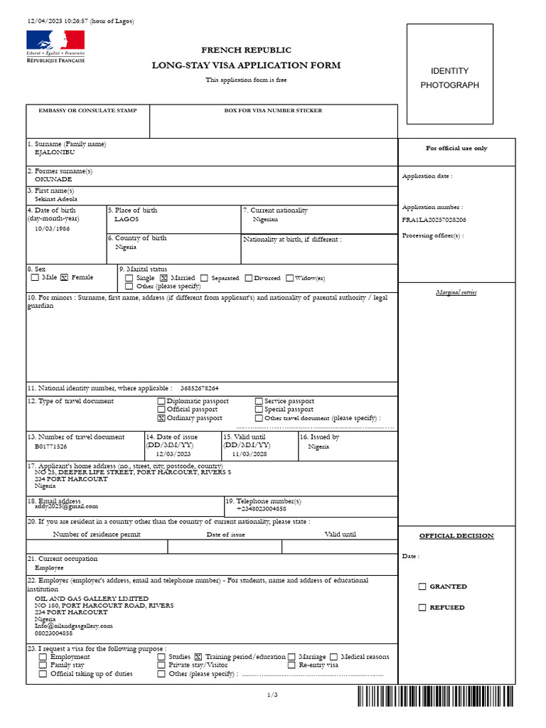 UK Visa Application Form Sample | PDF | Travel Visa | Passport