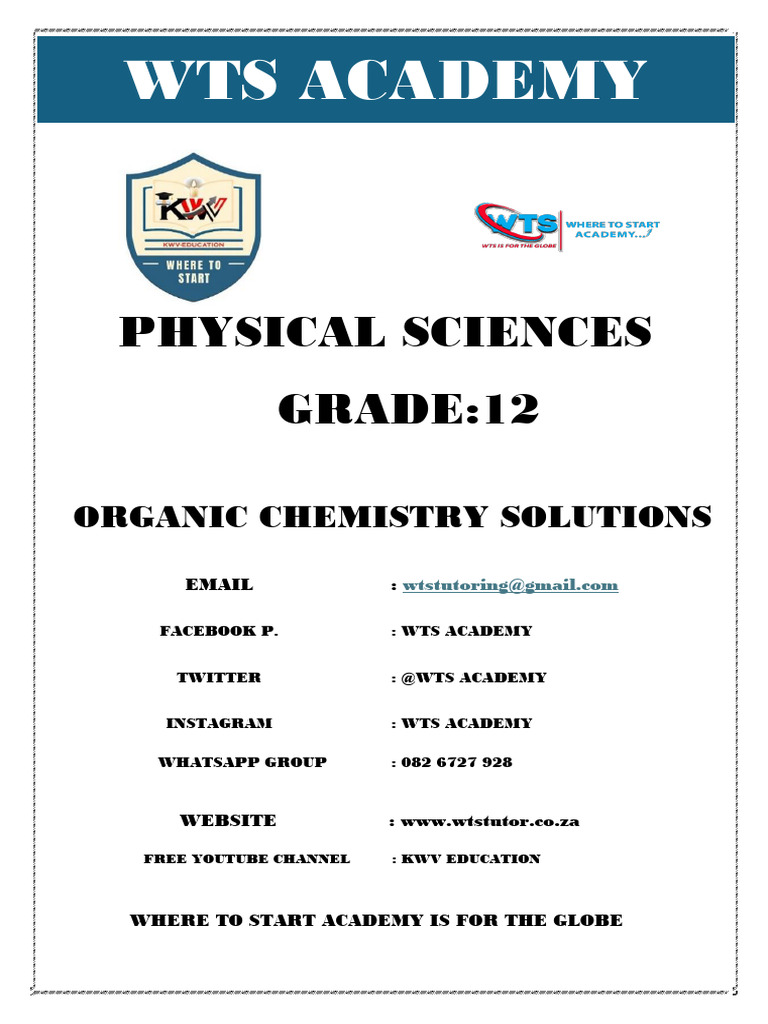 Grade 12 Organic Chemistry Notes | PDF