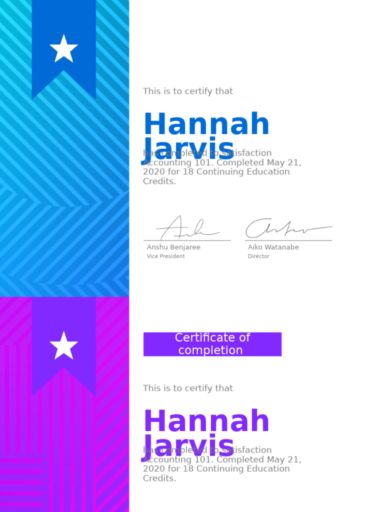Accounting 101 Completion Certificate | PDF