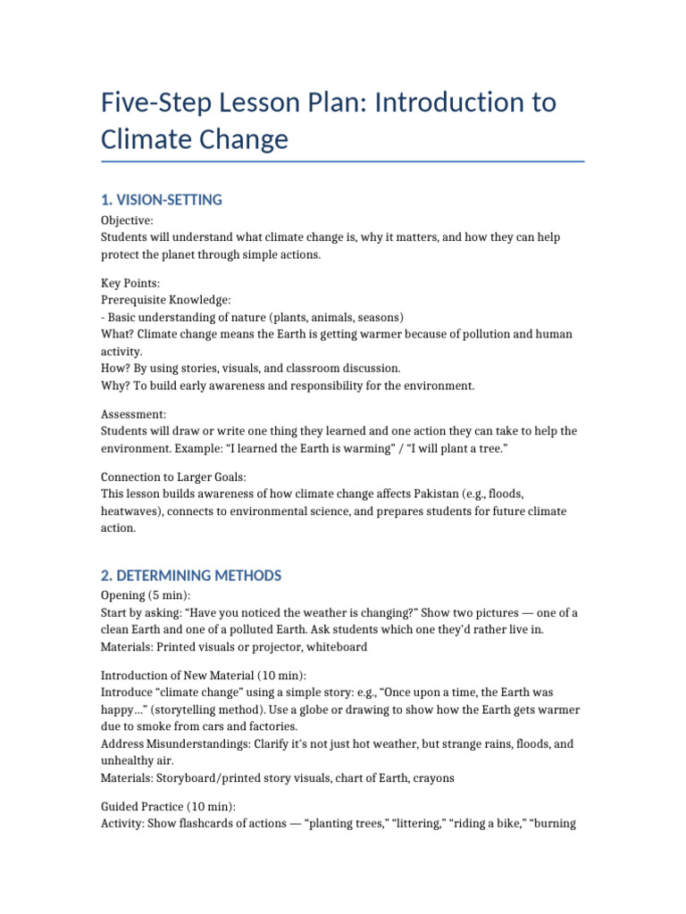Climate Change Lesson Plan For Kids | PDF | Climate Change | Natural ...