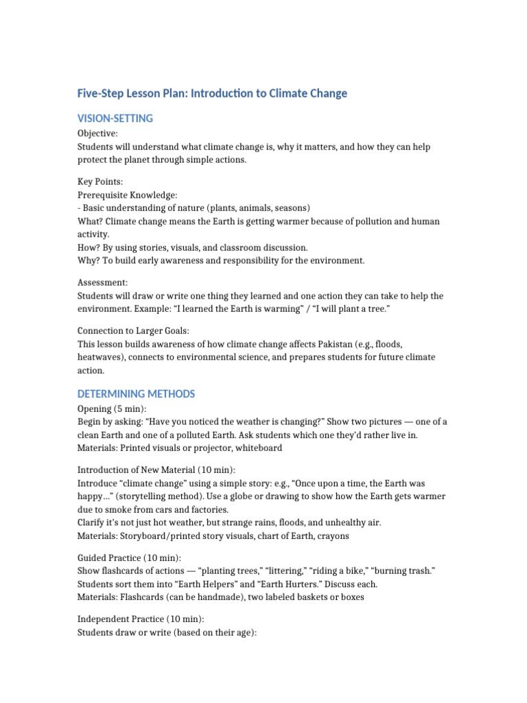 Intro to Climate Change Lesson Plan | PDF | Climate Change | Natural ...