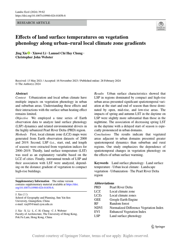 Effects of Land Surface Temperatures On Vegetation | PDF | Climate ...