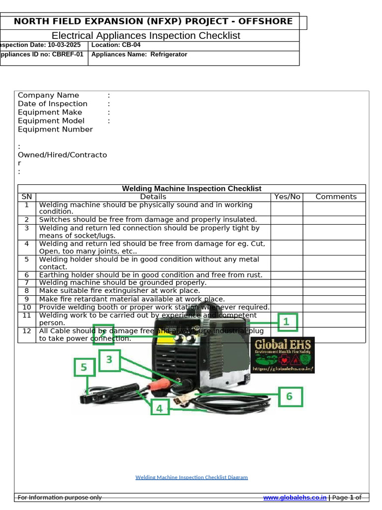 Welding Machine Inspection Checklist | PDF