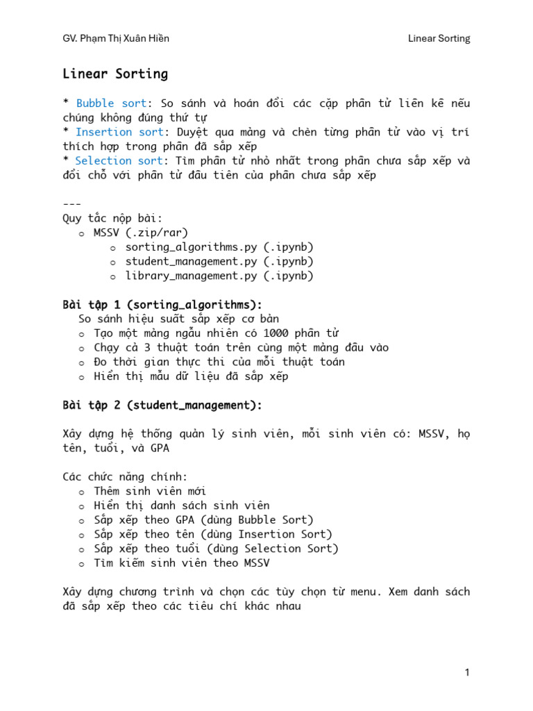 Lab2 - Linear Sorting | PDF