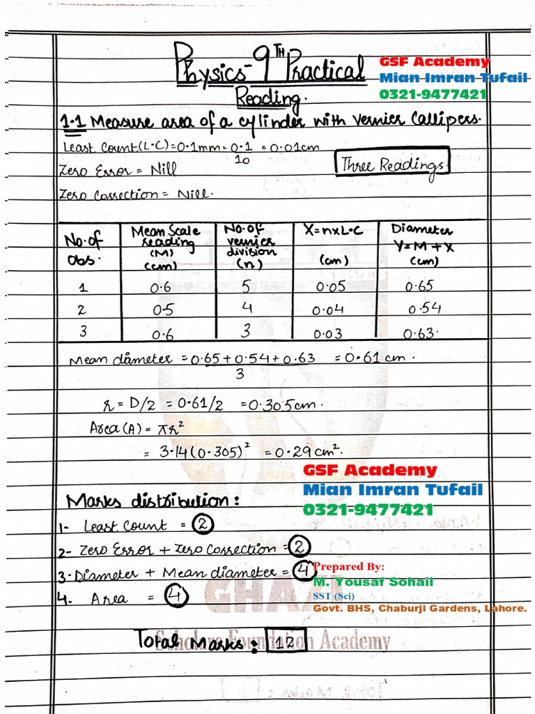 Phy Practical 9th, 10th 2023 BM | PDF
