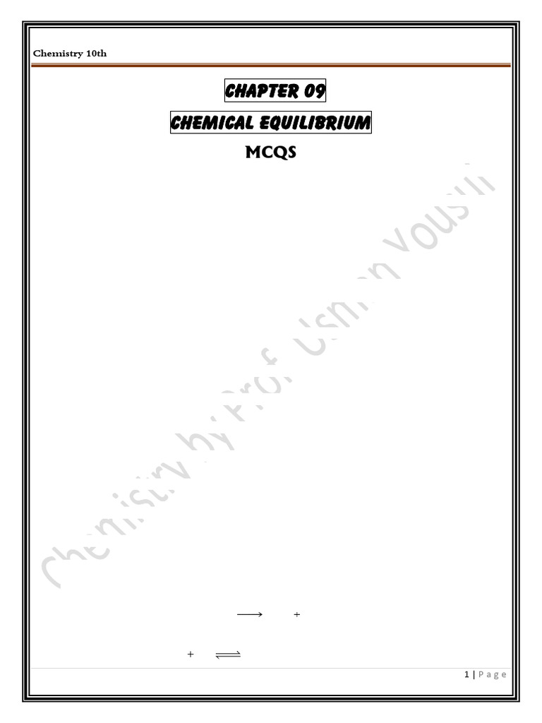 10th Chemistry Final File (Autosaved) New | PDF | Chemical Equilibrium ...