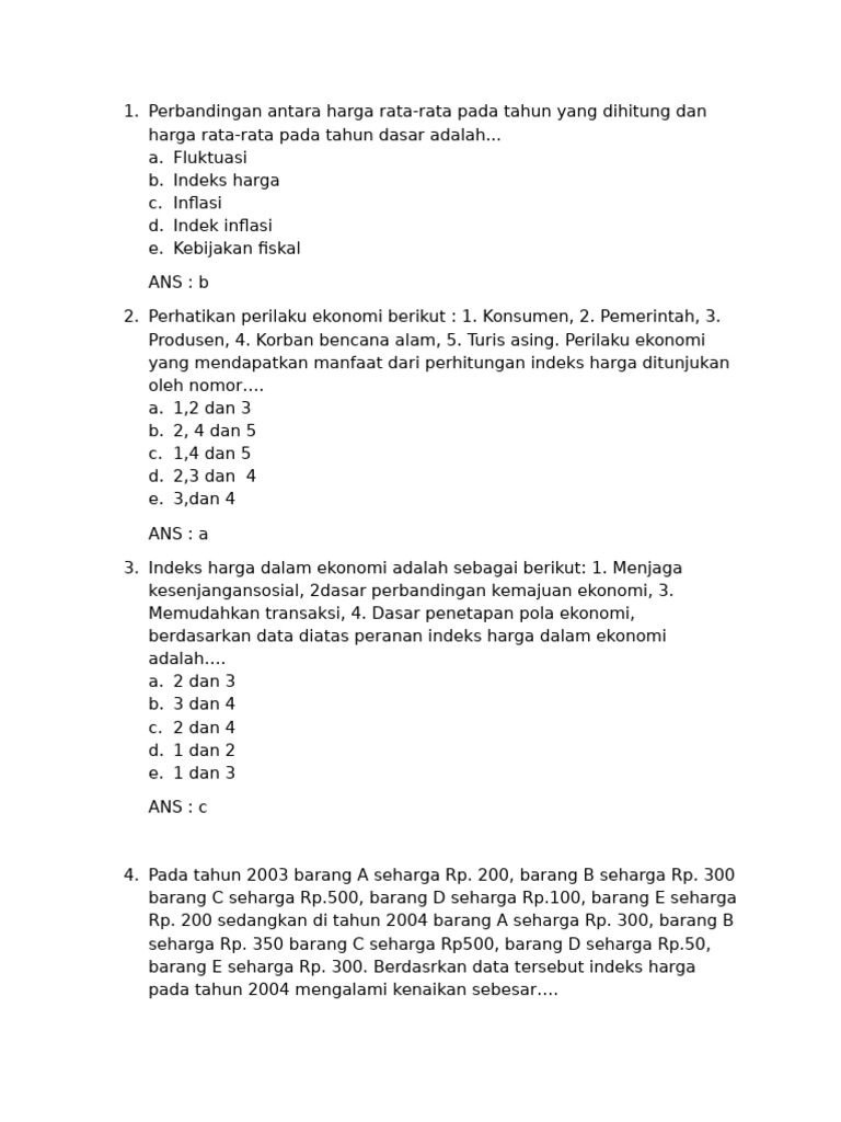 Soal Ulangan Ekonomi KLS 11 | PDF