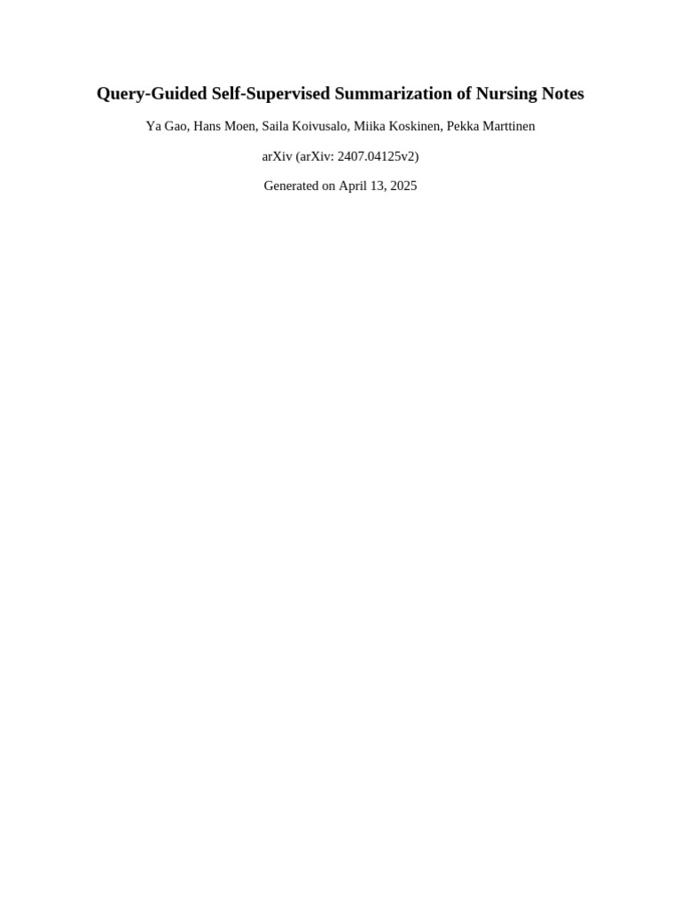 Query-Guided Self-Supervised Summarization of Nurs | PDF | Artificial Intelligence ...