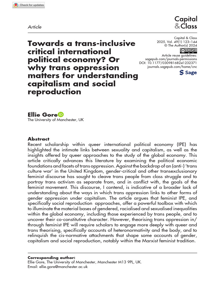 Gore 2024 Towards A Trans Inclusive Critical International Political ...