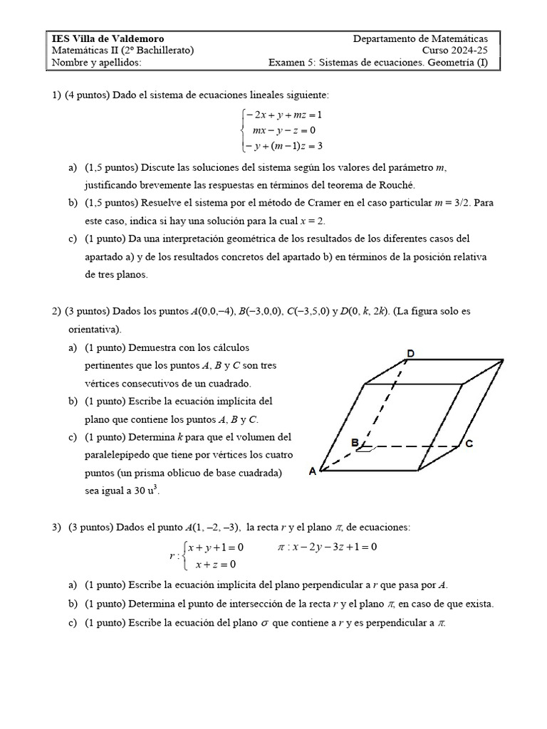 Ex5 Algebra y Geometria 2a | PDF