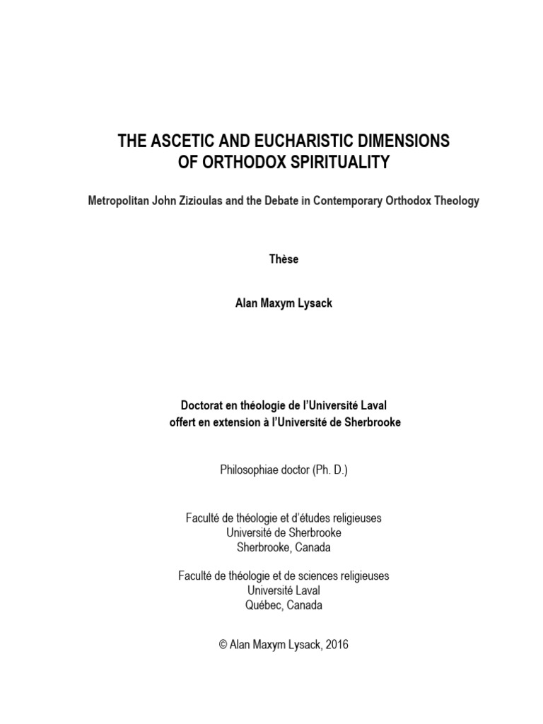 The Ascetic and Eucharistic Dimensions of Orthodox Spirituality | PDF ...