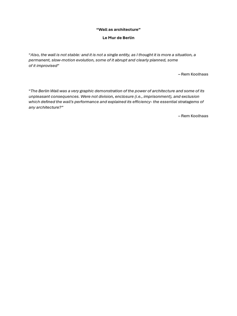 Rem Koolhaas Mur de Berlin | PDF