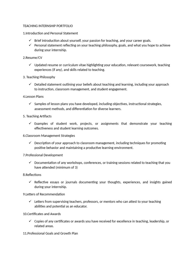 Teaching Internship Portfolio | PDF | Lesson Plan | Classroom Management