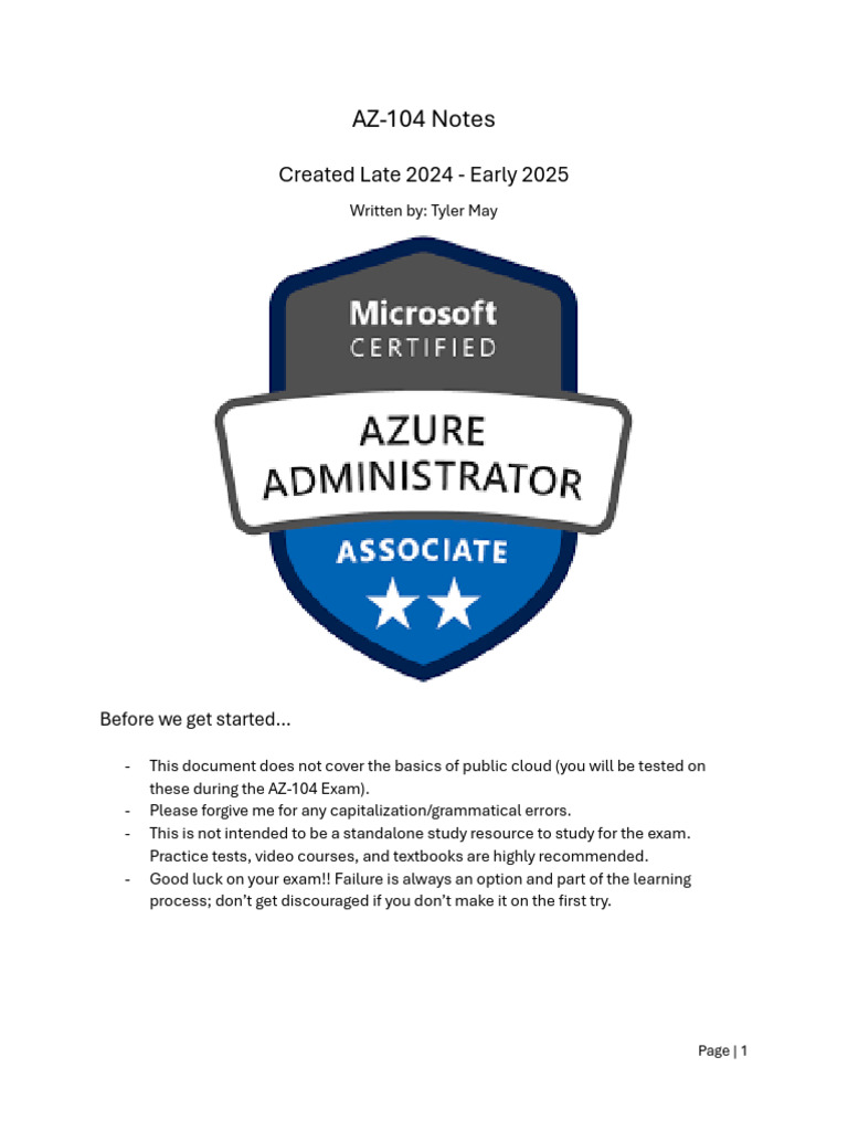 AZ-104 2025 Notes | PDF | Active Directory | Data Management