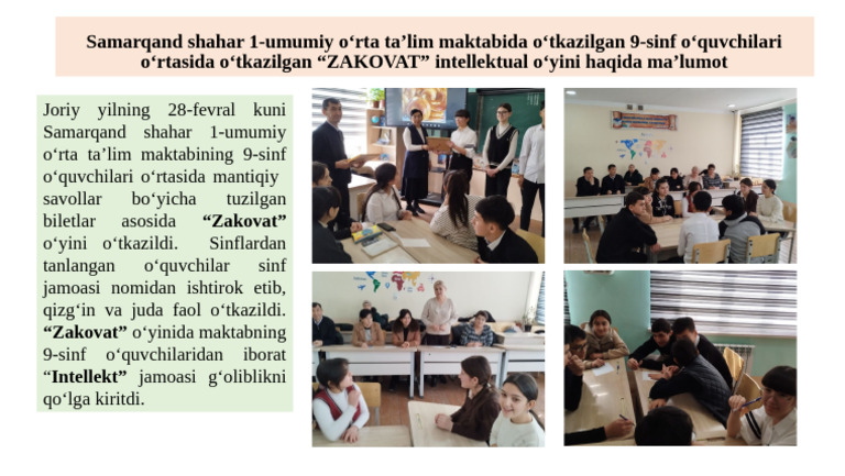 Samarqand Shahar 1-Umumiy o Rta Ta'Lim Maktab 1 | PDF