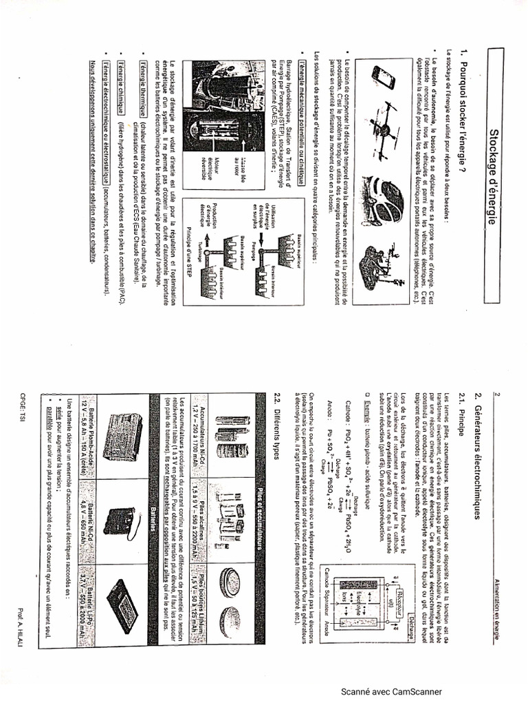 Cours2-Stockage D - Energie | PDF