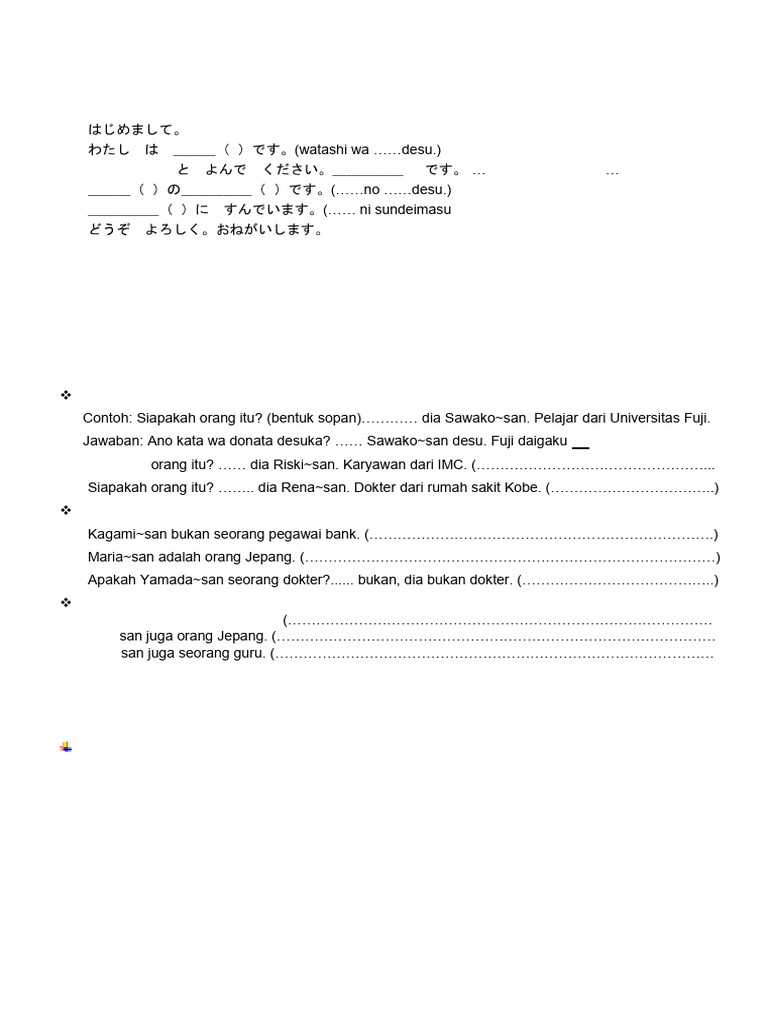 Latihan Soal Bahasa Jepang Pemula | PDF