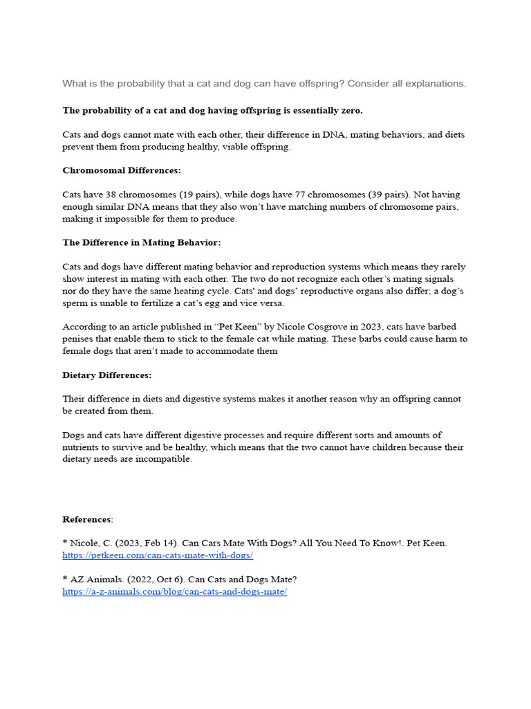 Cats and Dogs: Offspring Probability | PDF