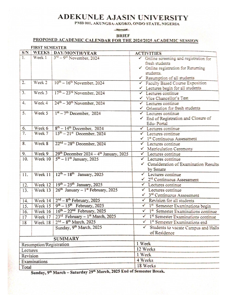 Proposed Academic Calendar For The 20232024 Academic Session-1 - 240925 ...