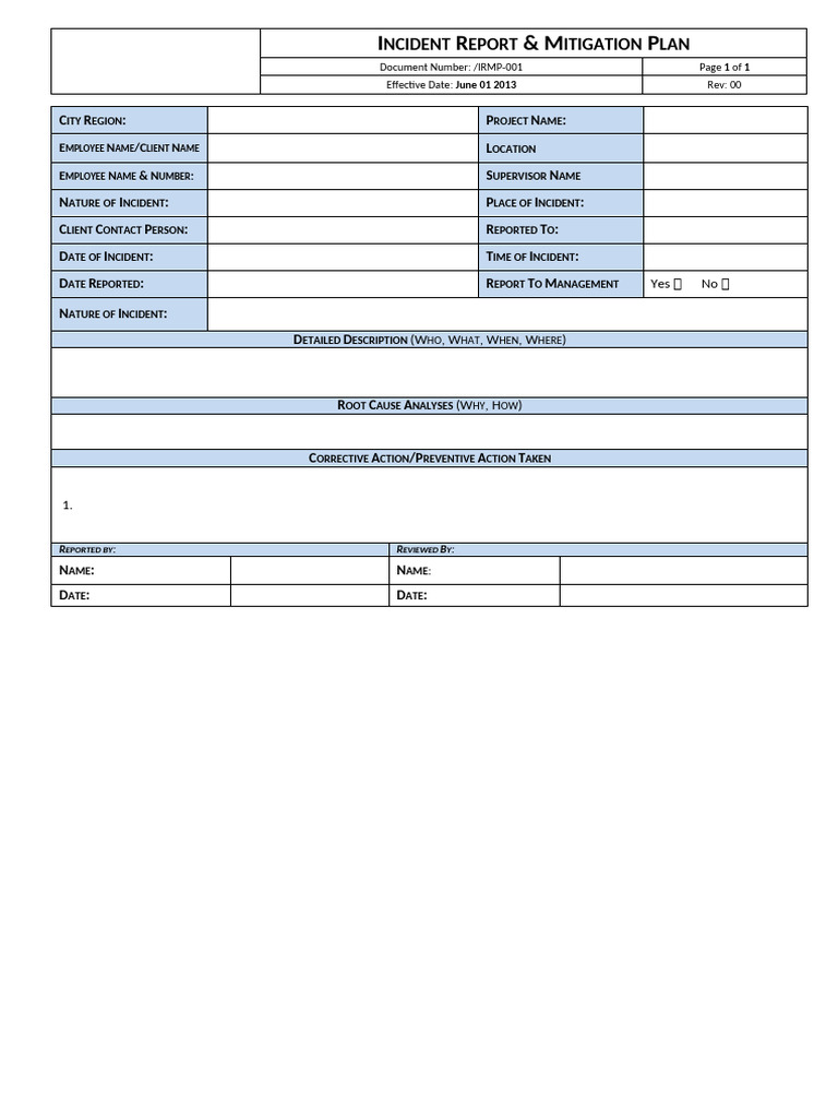 IRMP-001 Incident Report & Mitigation Plan | PDF