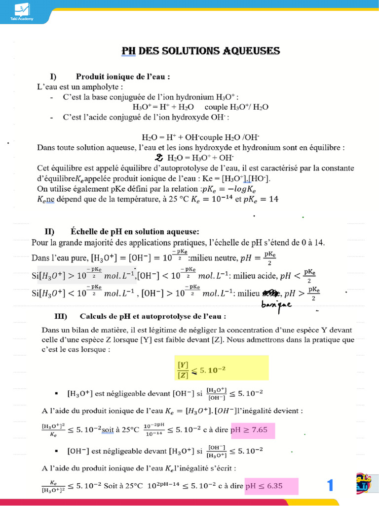 678fd0e055c4b - Enoncé-pH Des Solutions Aqueuses | PDF