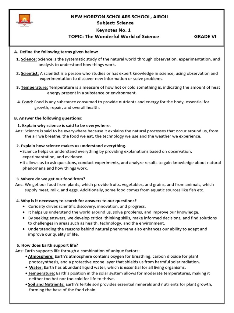 G 6 Chap 1 Wonderful World of Science 250407 131809 | PDF | Soil | Foods