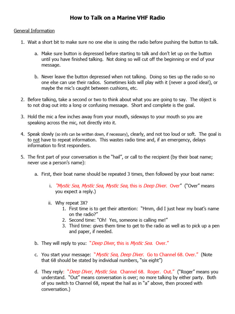 How To Talk On A Marine VHF Radio 2 | PDF