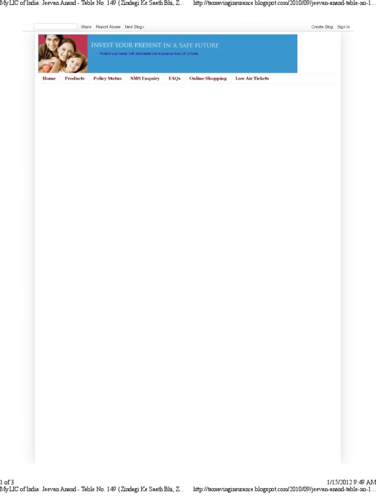 LIC Jeevan Anand Plan 149 Overview | PDF