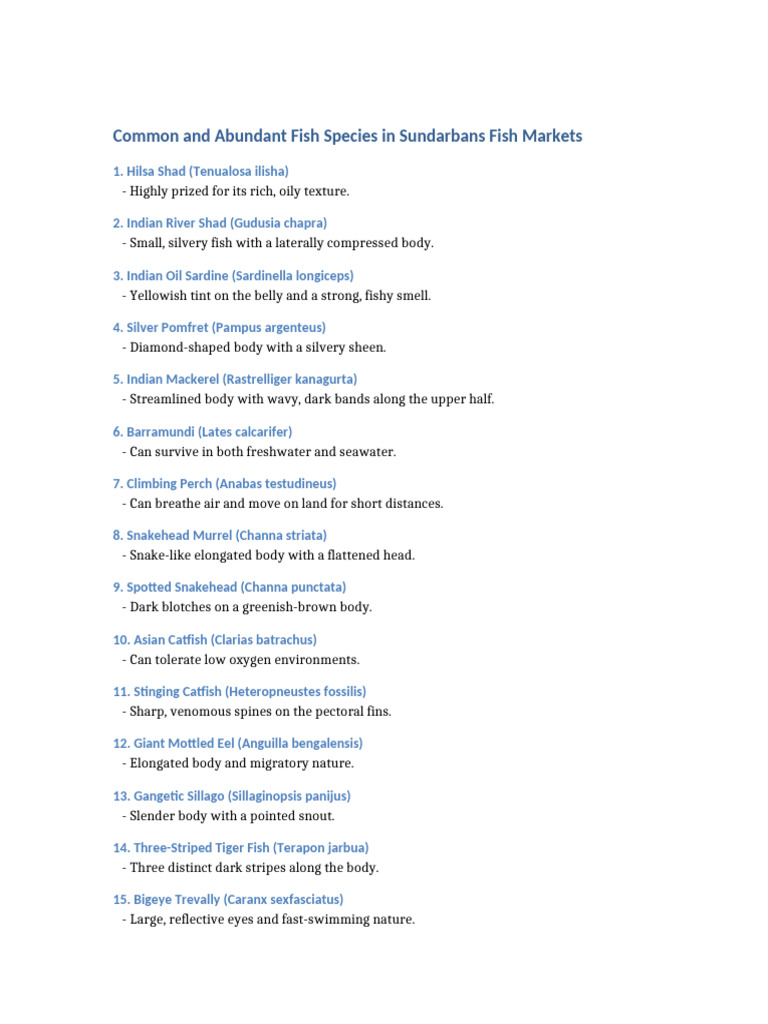 Sundarbans Common Fish | PDF