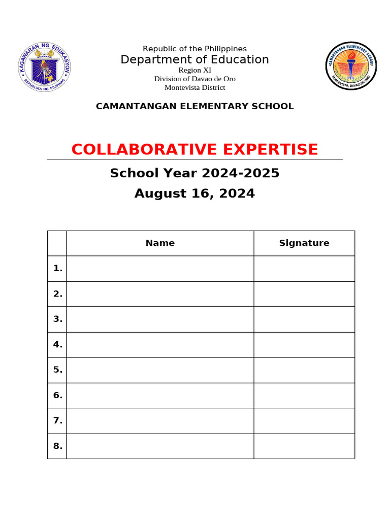 attendance sheet collaborative expertise | PDF
