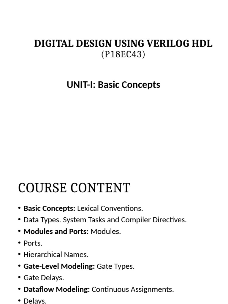 Kcs Verilog 22-23 p21ec404 Unit-1 | PDF | Computing | Computer Data